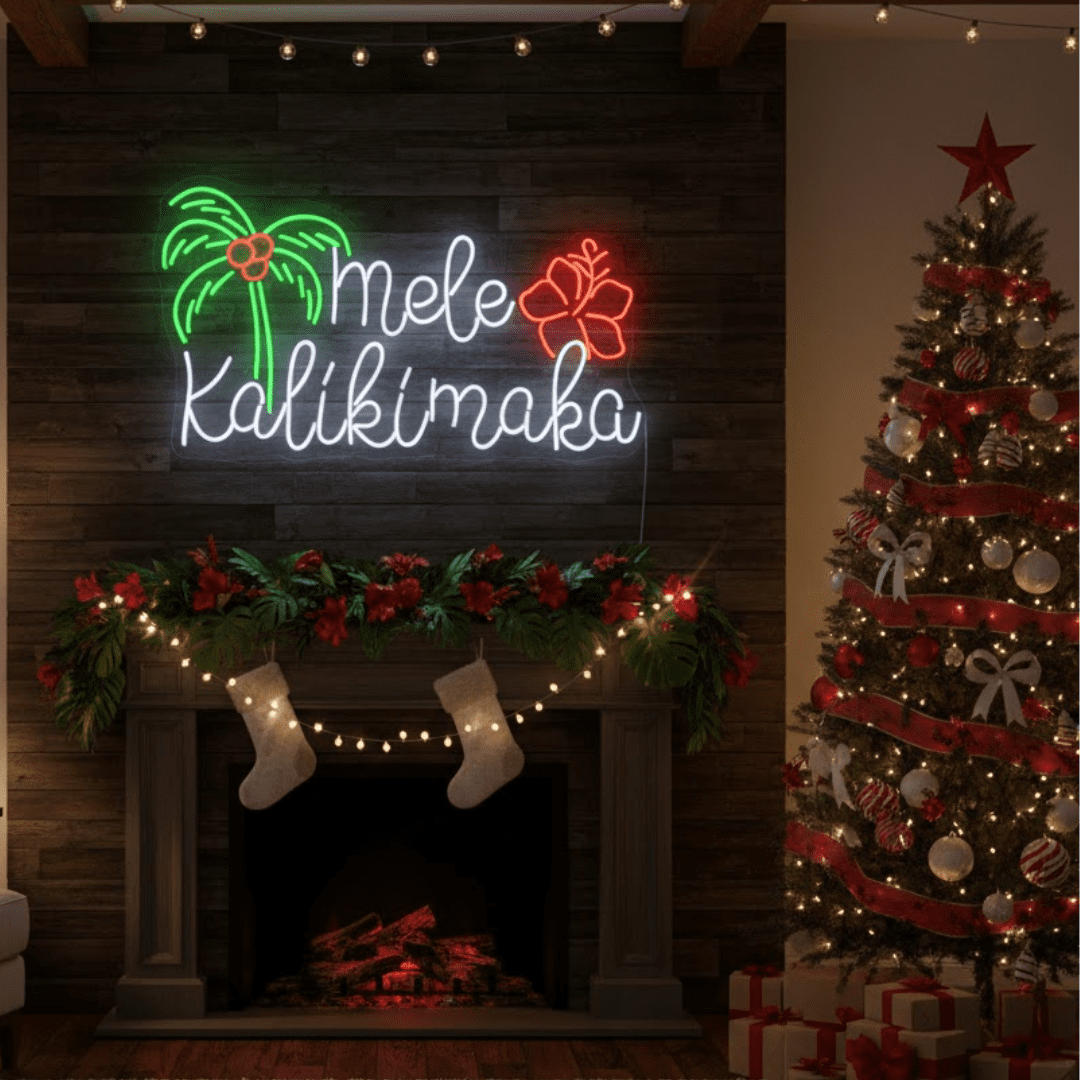 Handmadetneonsign Mele Kalikimaka Neon Sign, Christmas Neon Sign ...