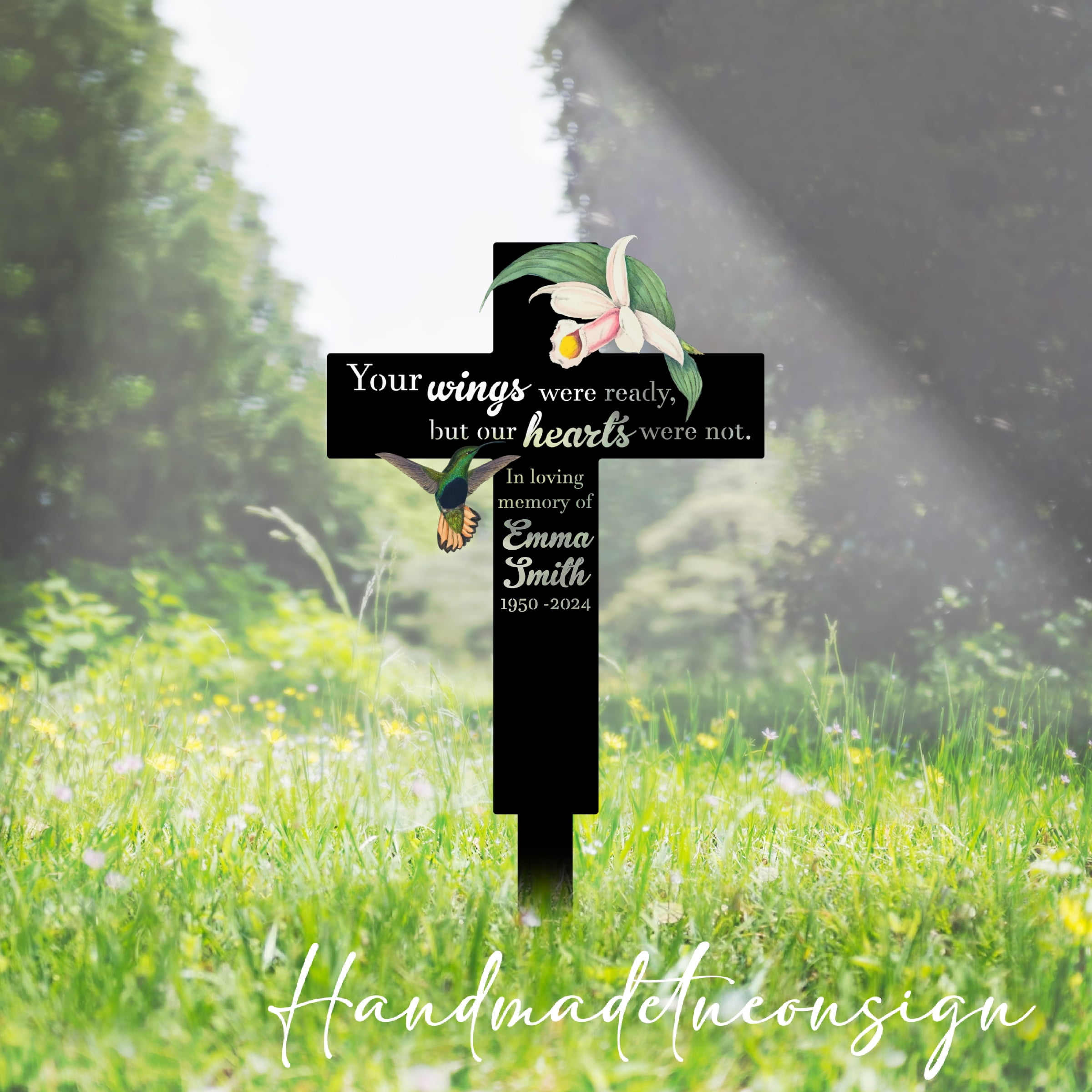 Handmadetneonsign Memory Of Garden Stake Hummingbird, Hummingbird Metal ...