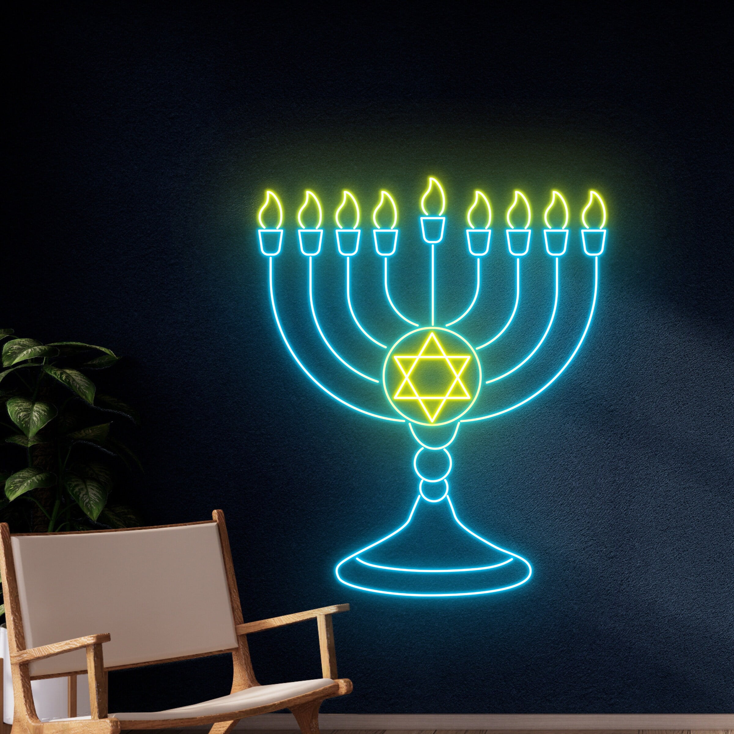 Handmadetneonsign Menorah Neon Sign, Jewish Holiday Led Sign, Hanukkah ...
