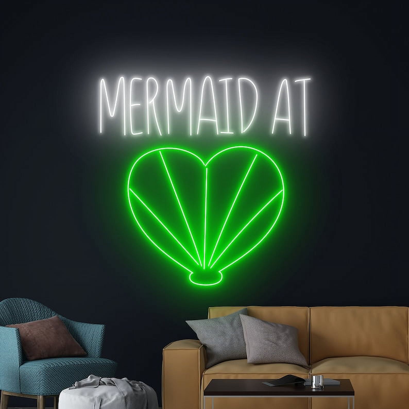 Handmadetneonsign Mermaid Neon Sign, Mermaid At Heart Wall Art Decor ...