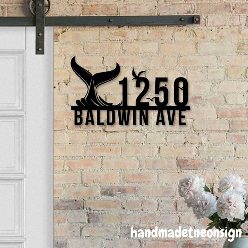 Handmadetneonsign Mermaid Tail House Number Metal, Mermaid Home Number ...