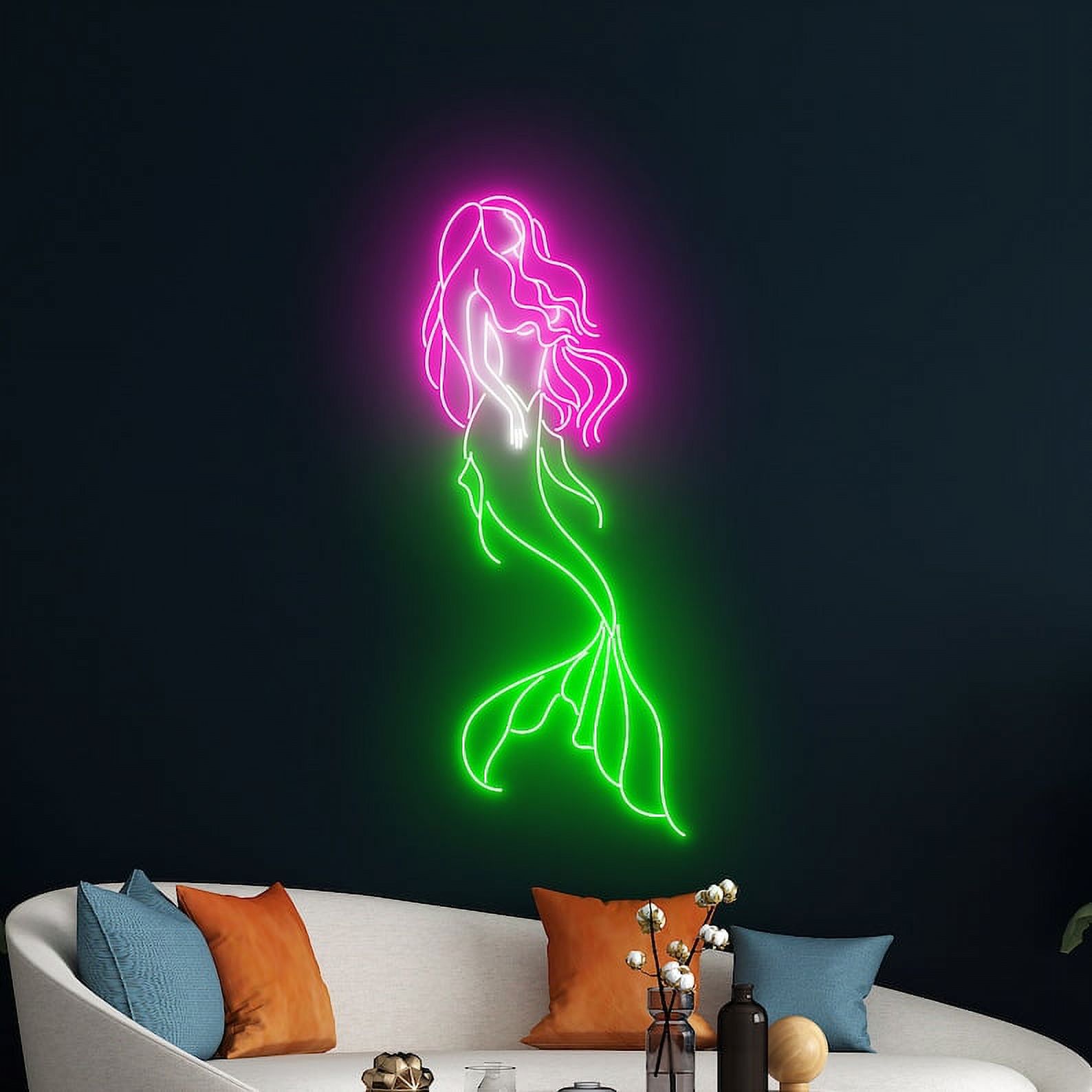 Handmadetneonsign Mermaid Wall Art, Mermaid Girl Wall Decor, Mermaid ...