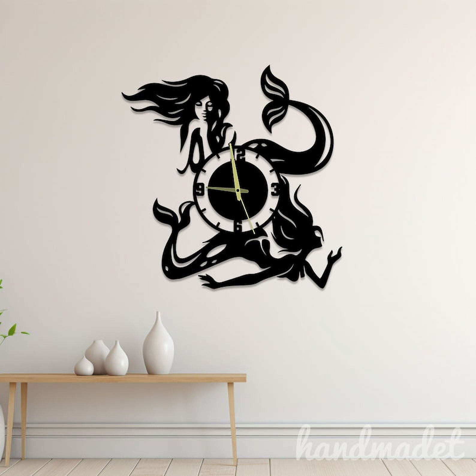 Handmadetneonsign Mermaid Wall Clock Unique, Text Oversize Wall Clock ...