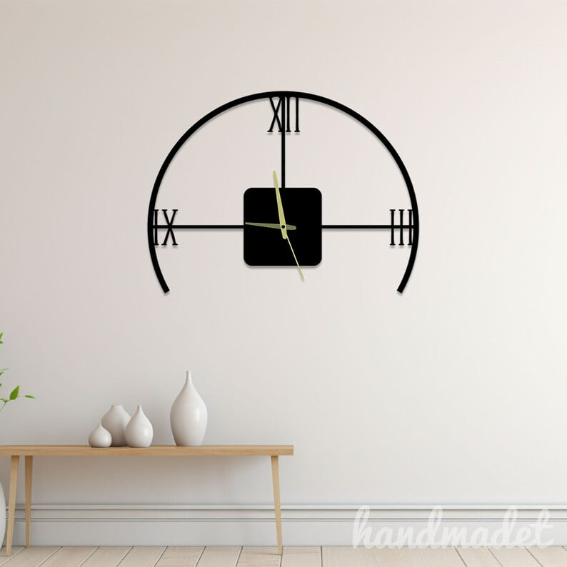 Handmadetneonsign Metal Lines Wall Clock Unique, Year Date Round Wall ...