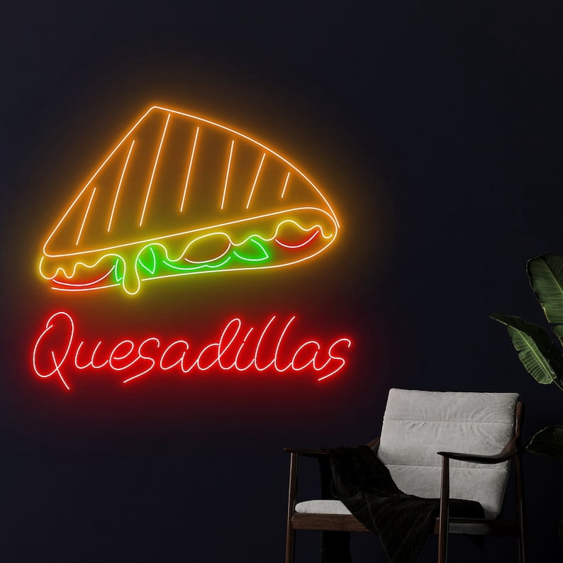 Handmadetneonsign Mexican Quesadillas Neon Sign, Quesadillas Wall Art ...