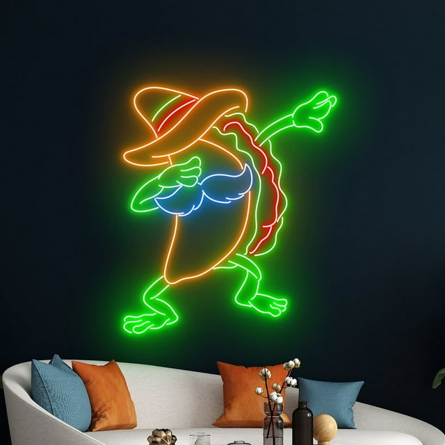 Handmadetneonsign Mexican Tacos Neon Sign, Dabbing Taco Neon Light ...