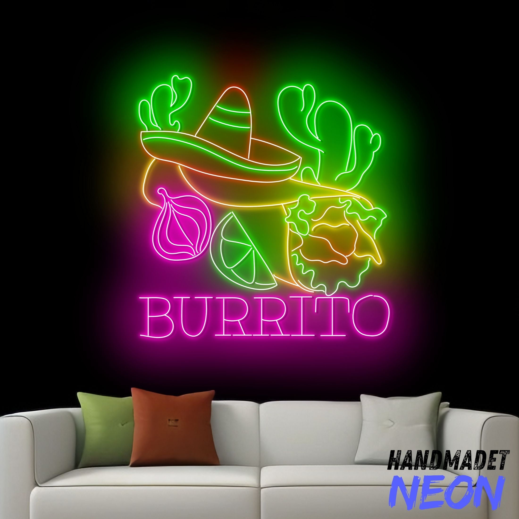 Handmadetneonsign Mexico Burrito Neon Sign, Burrito Wall Art, Mexican ...