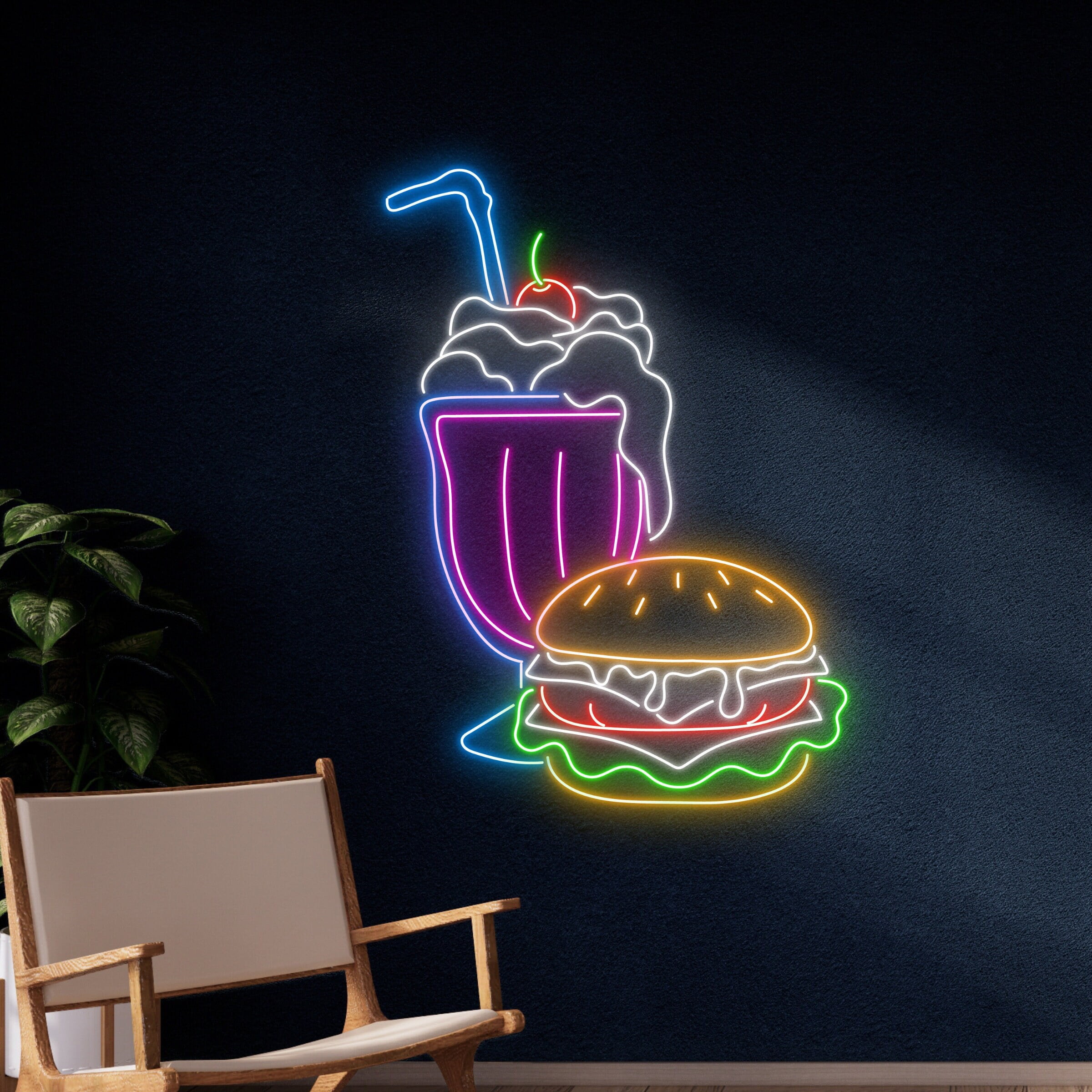 Handmadetneonsign Milkshakes Burgers Led Light, Milkshakes Led Sign ...
