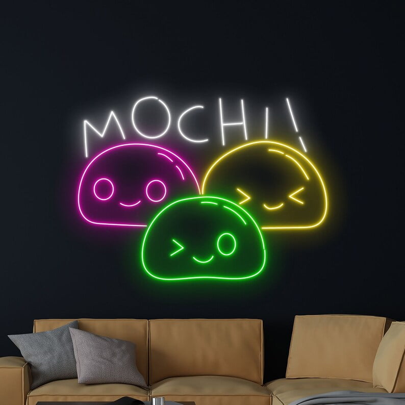 Handmadetneonsign Mochi Neon Sign, Japanese Rice Cake Wall Art Decor ...