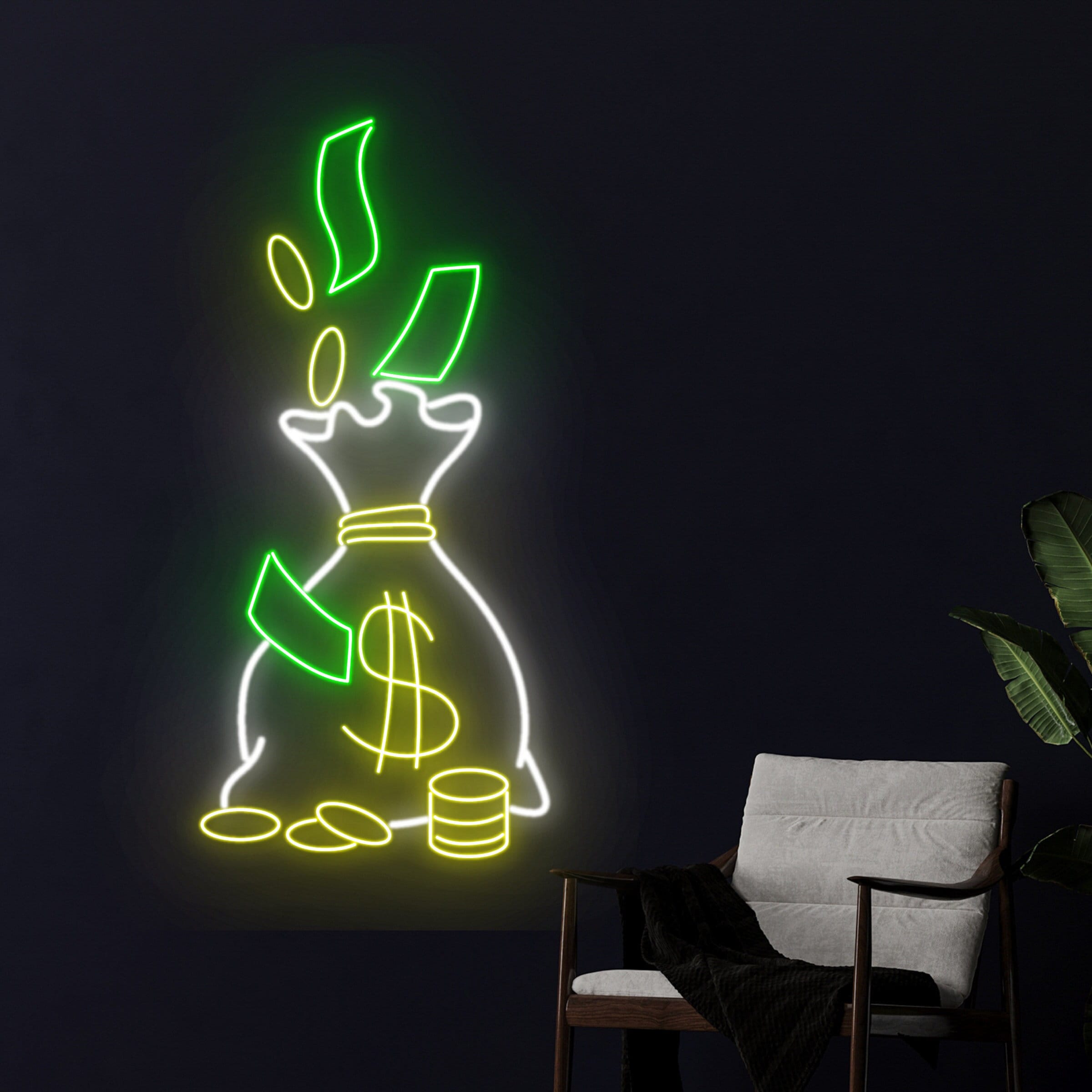 Handmadetneonsign Money Bag Led Sign, Dollar Bag Neon Sign, Money Neon ...