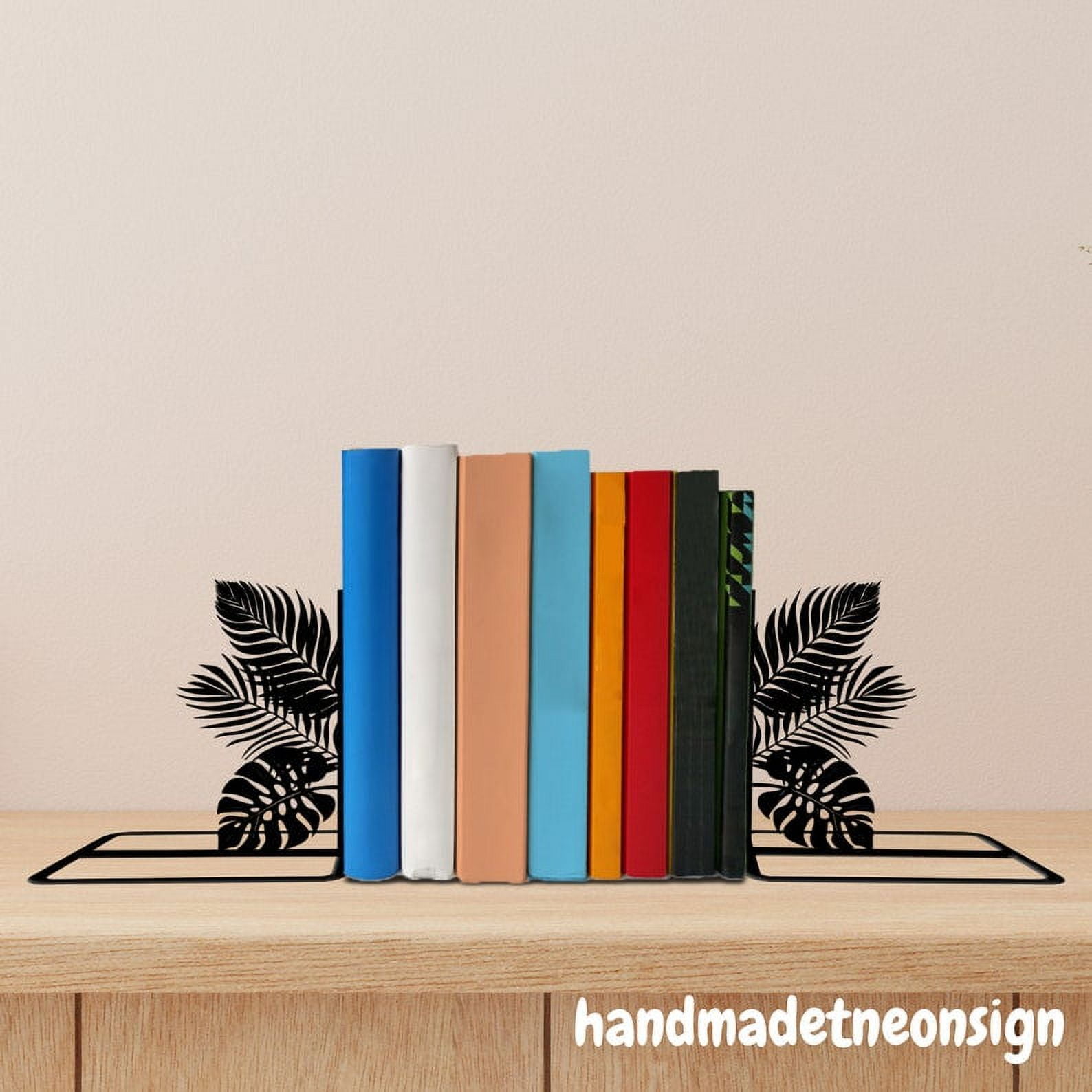 Handmadetneonsign Monstera Leaf Metal Bookends, Monstera Name Bookend ...
