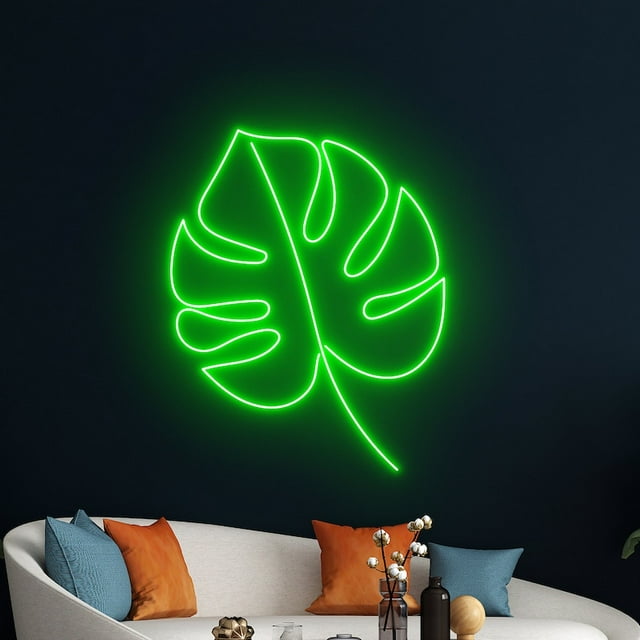 Handmadetneonsign Monstera Leaf Neon Light, Green Leaf Neon Sign ...