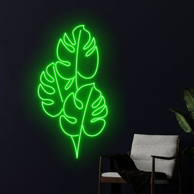 Handmadetneonsign Monstera Leaf Neon Light, Monstera Tropical Leaf Led ...
