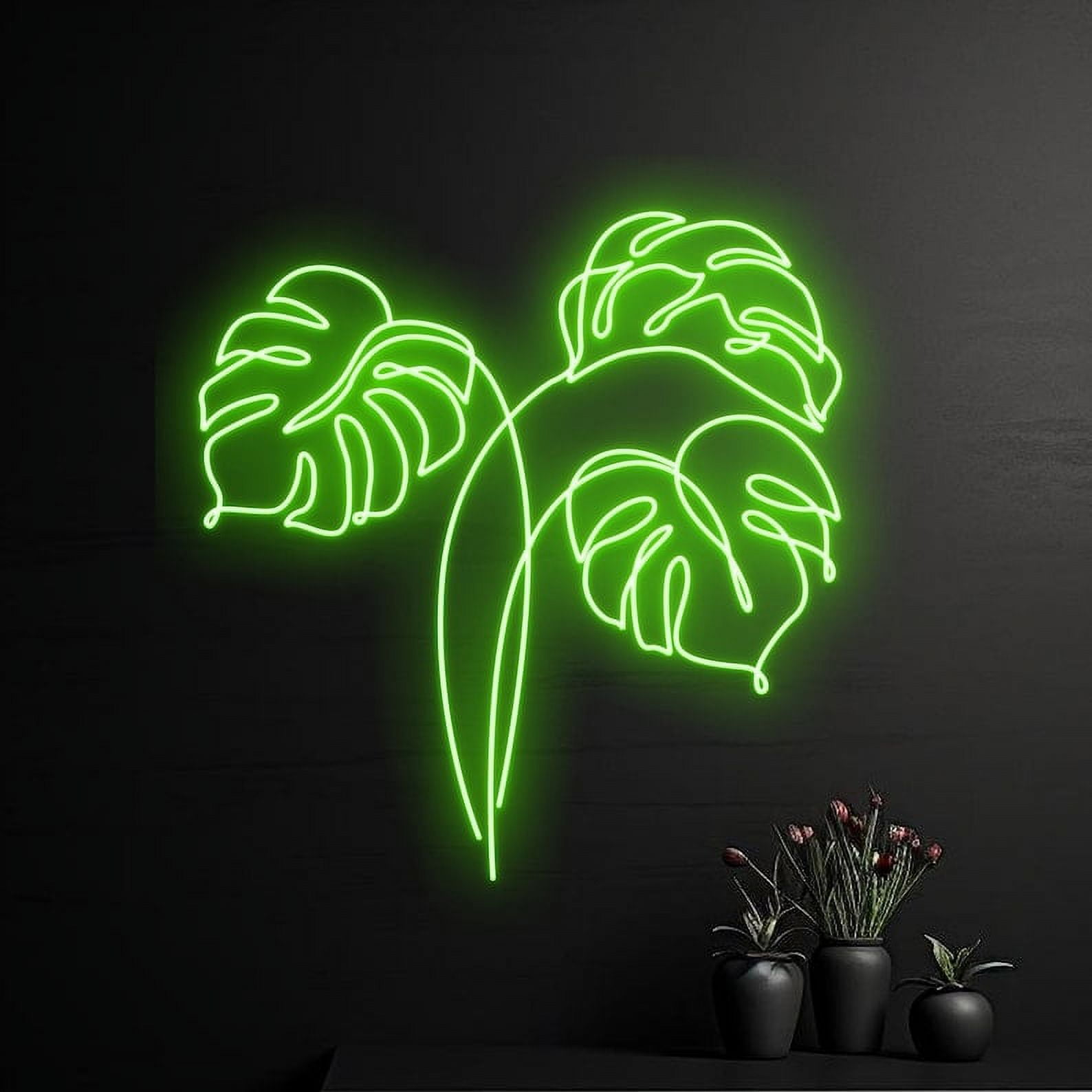 Handmadetneonsign Monstera Leaf Neon Light, Tropical Leaf Led Light ...