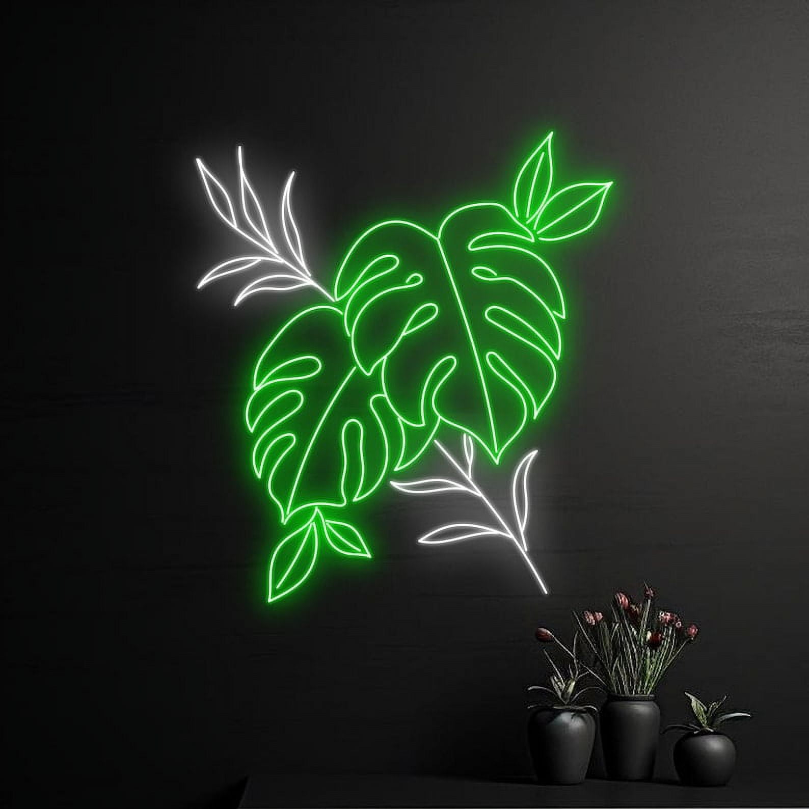 Handmadetneonsign Monstera Leaf Neon Light, Tropical Leaf Led Light ...