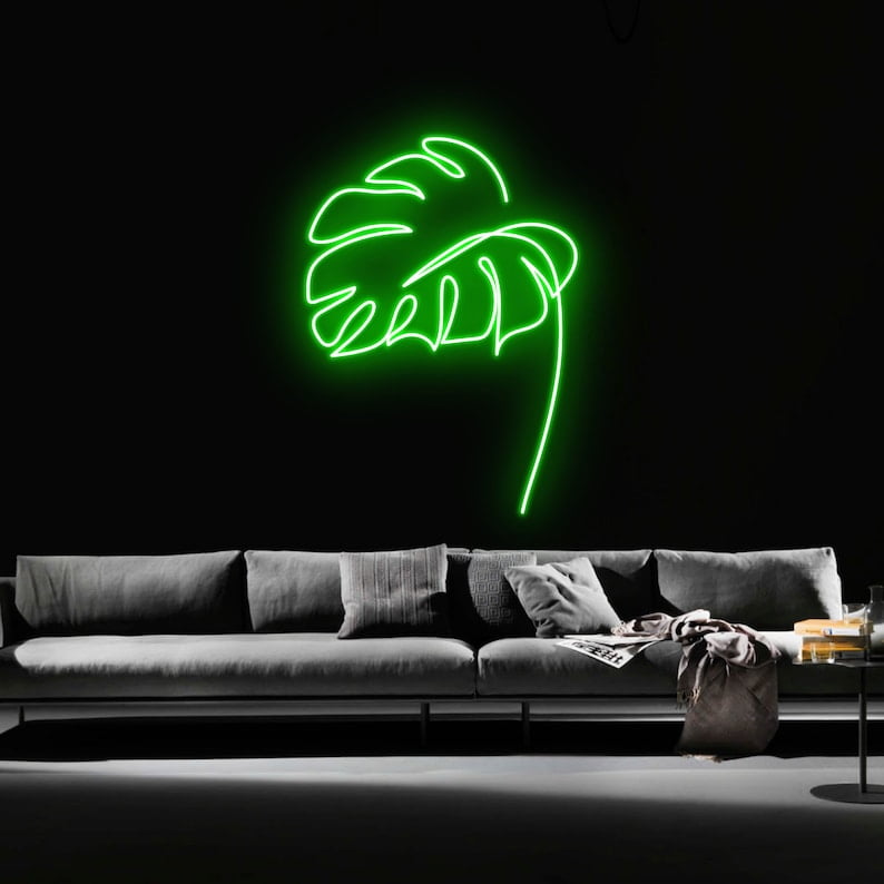 Handmadetneonsign Monstera leaf Led Sign, Monstera leaf Neon Sign, Wall ...