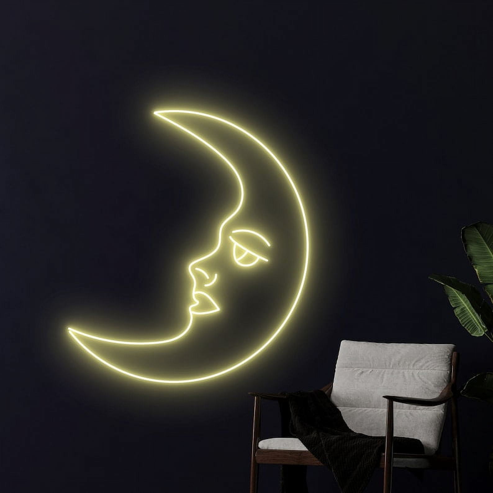 Handmadetneonsign Moon Neon Sign, Moon Neon Led Light Art Decor, Moon ...