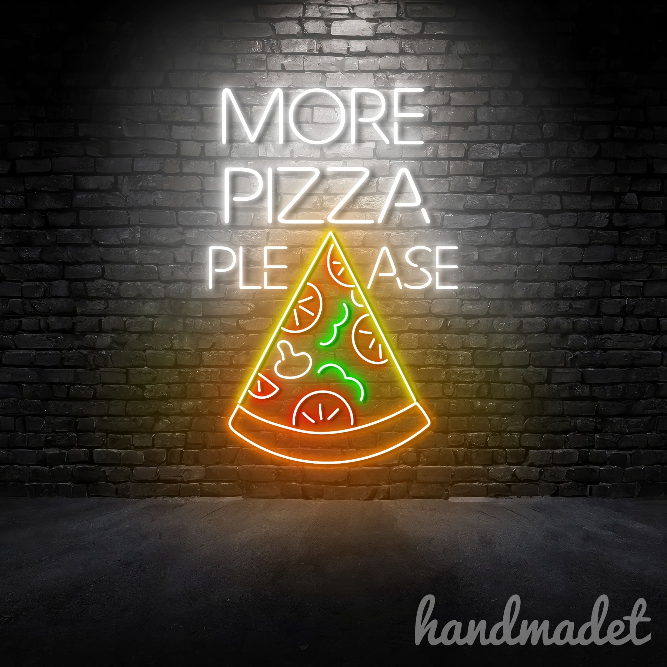 Handmadetneonsign More Pizza Please Neon Sign, Open Pizza Shop Wall Art ...