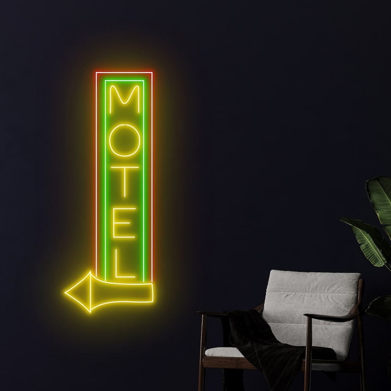 Handmadetneonsign Motel Arrow Direction Neon Sign, Motel Arrow Wall Art ...