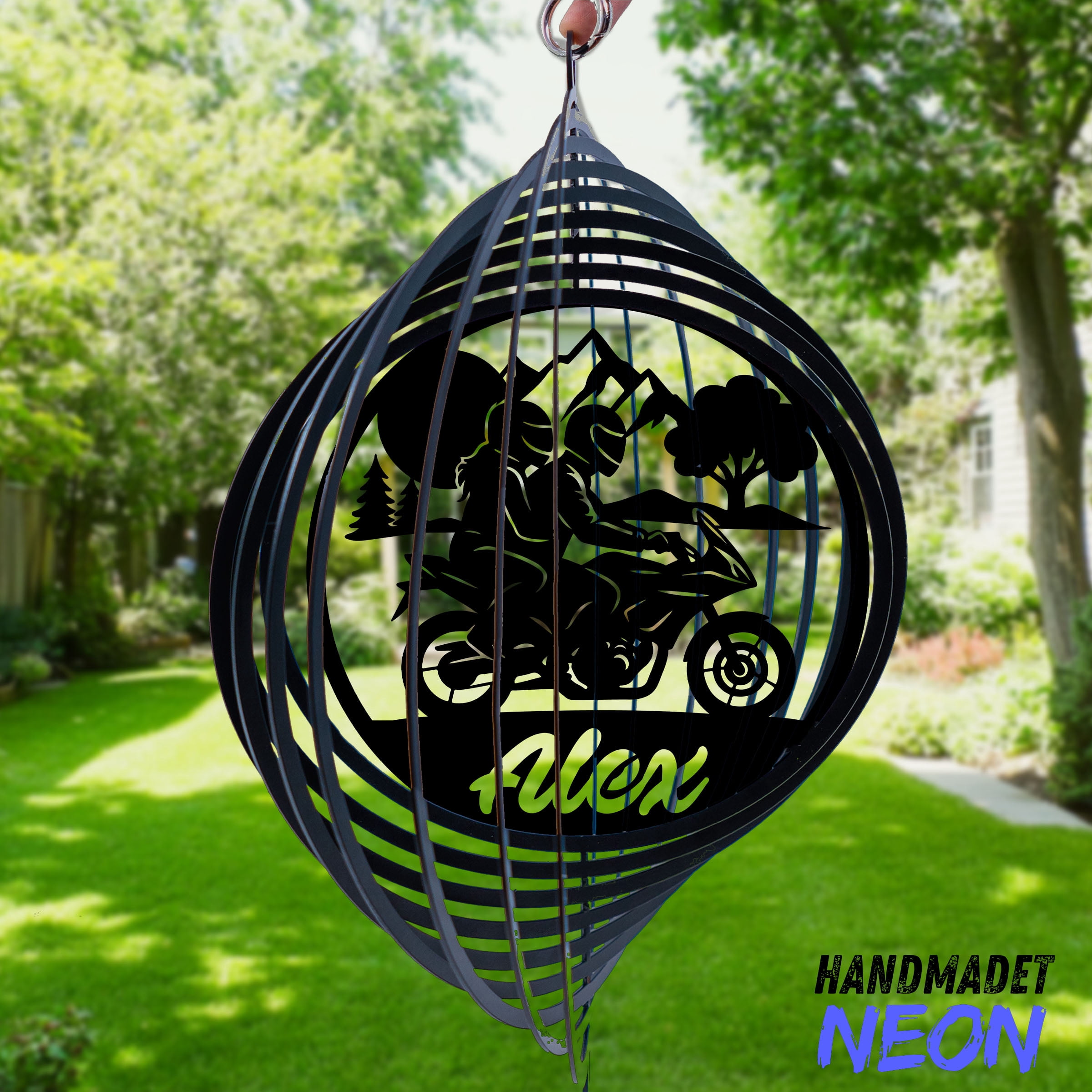 Handmadetneonsign Motorcycle Couple Metal Wind Spinner, Custom ...