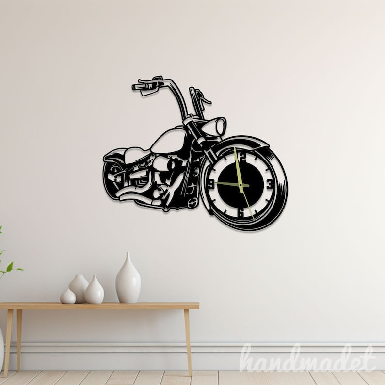 Handmadetneonsign Motorcycle Wall Clock Unique, Day Month Circle Wall ...
