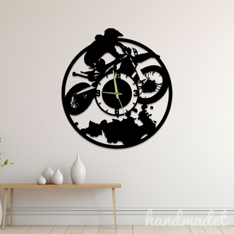 Handmadetneonsign Motorcycle Wall Clock Unique, Day Month Circle Wall ...