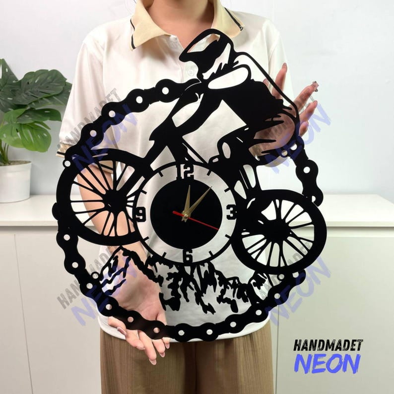 Handmadetneonsign Mountain Bike Wall Clock Unique, Biker Year Date ...