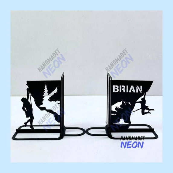 Handmadetneonsign Mountain Climber Metal Bookends, Mountain Table ...