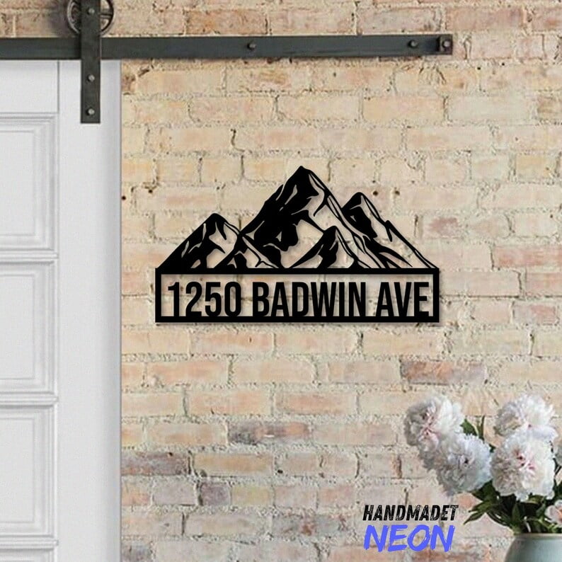 Handmadetneonsign Mountain House Number Metal, Mountain Home Number ...