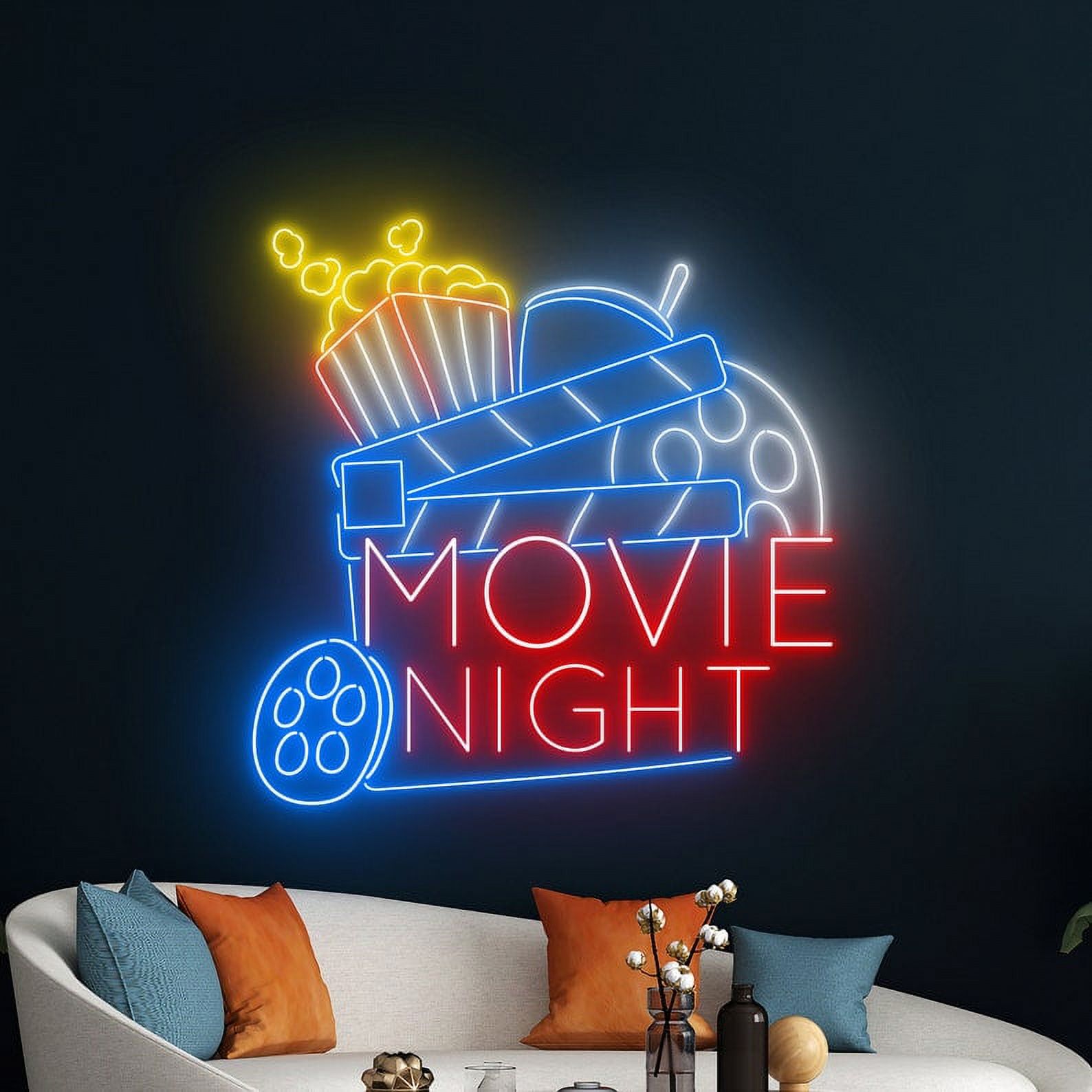 Handmadetneonsign Movie Night Neon Light, Cinema Neon Sign, Movie ...
