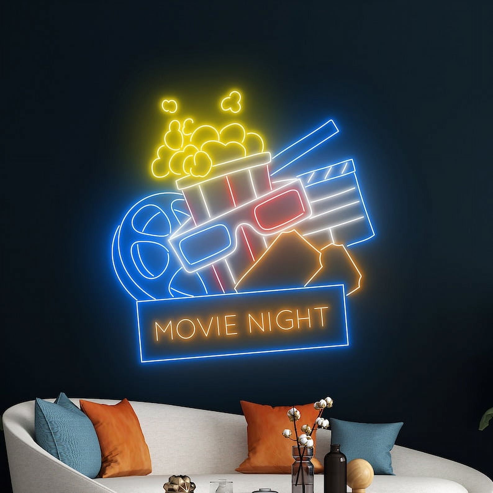 Handmadetneonsign Movie Night Neon Light, Cinema Neon Sign, Movie ...