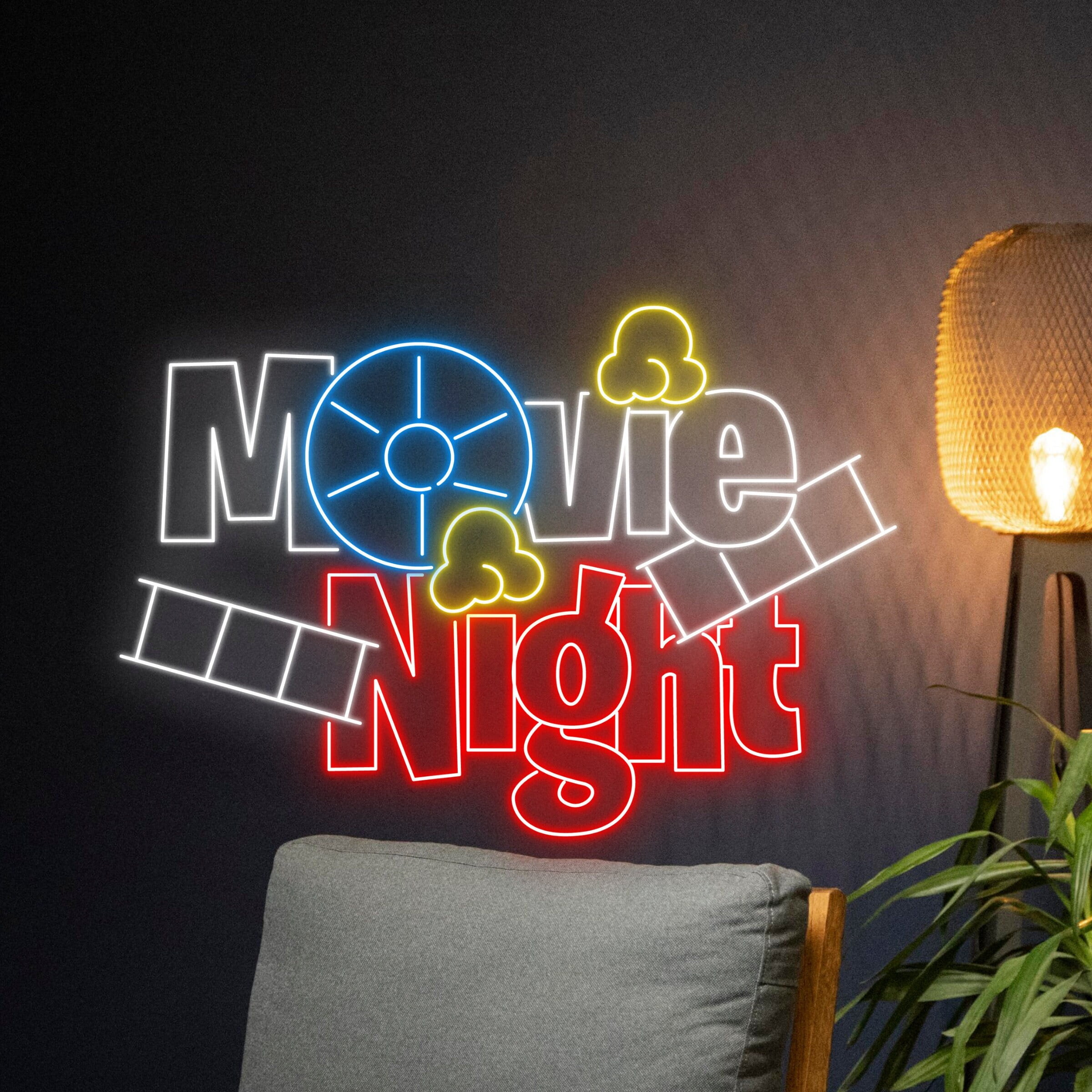 Handmadetneonsign Movie Night Neon Sign, Movie Night Neon Light, Movie ...