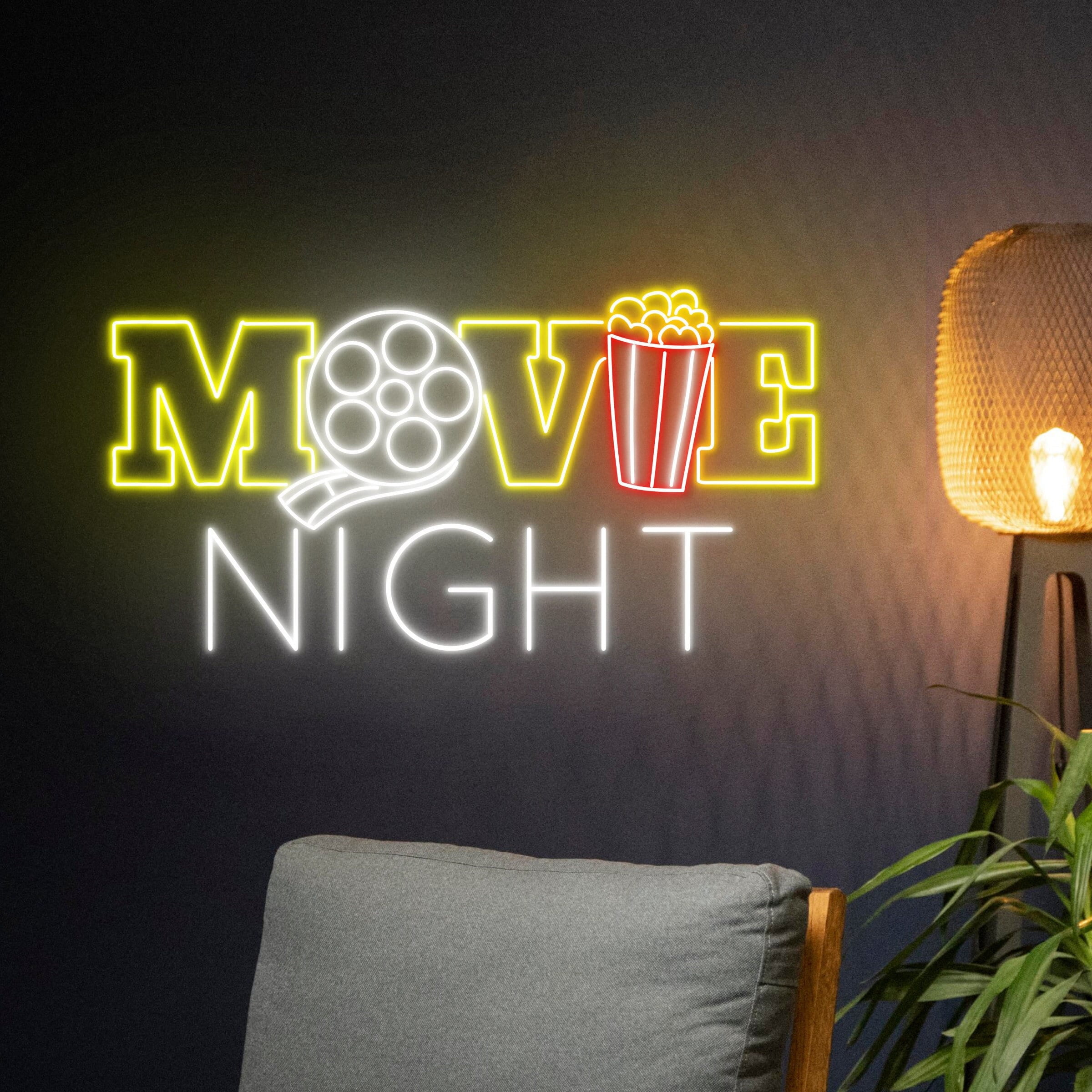 Handmadetneonsign Movie Night Neon Sign, Movie Night Neon Light, Movie ...