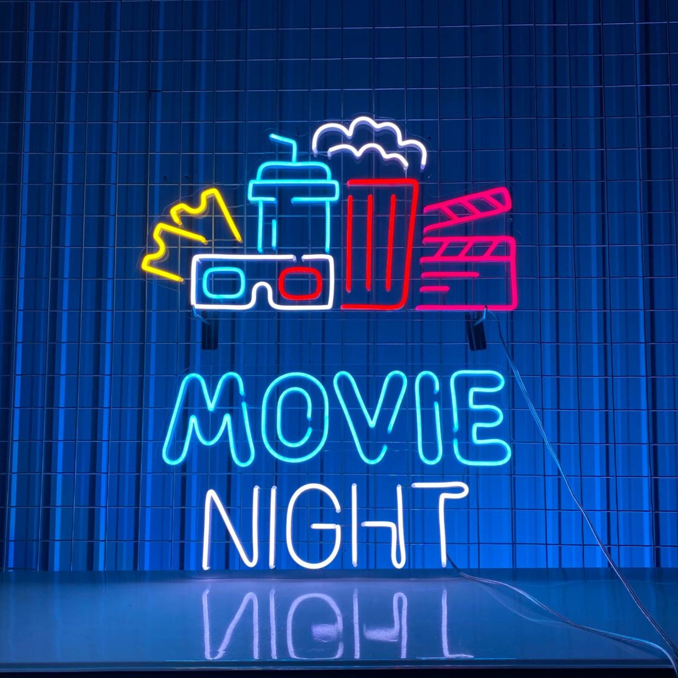 Handmadetneonsign Movie Night Neon Sign, Movie Theater LED Light Wall ...