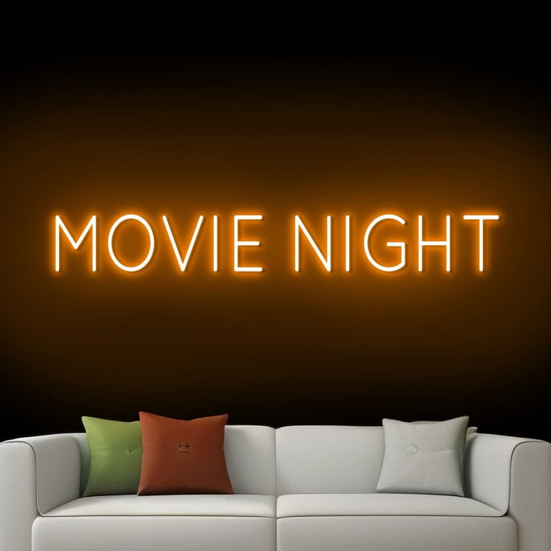 Handmadetneonsign Movie Night Neon Sign, Movie Wall Art Decor, Theater ...