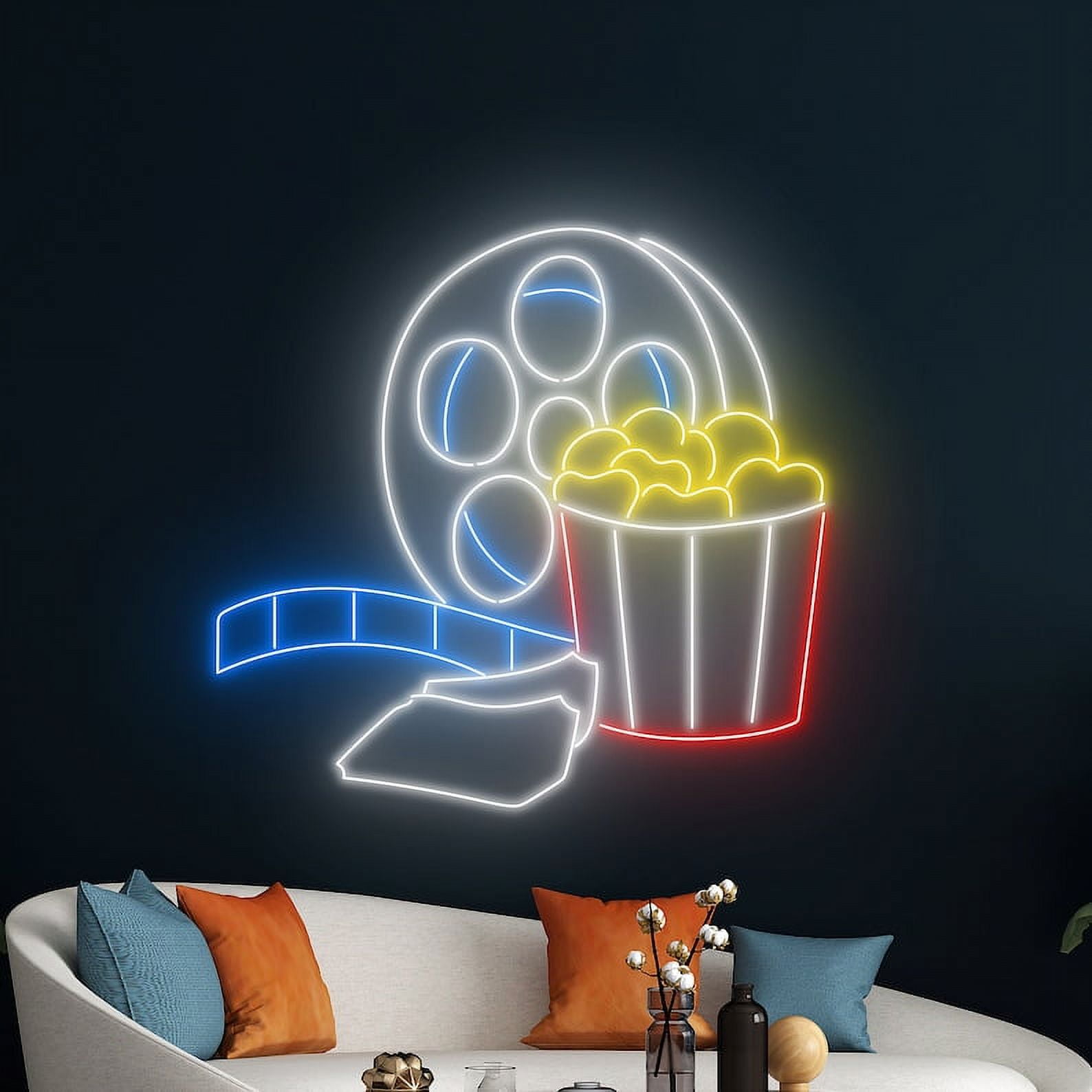 Handmadetneonsign Movie Theater Led Light, Movie Time Neon Light ...