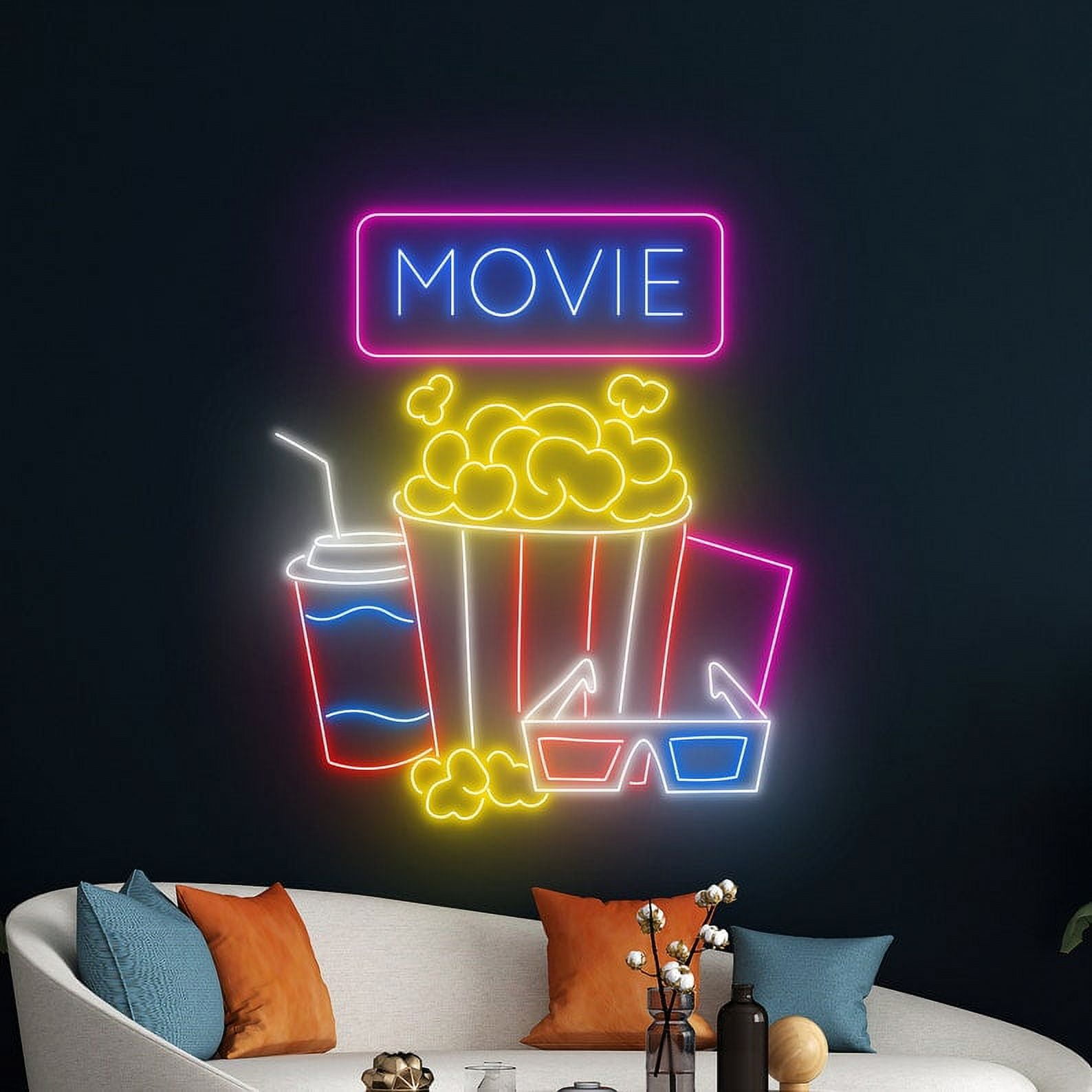 Handmadetneonsign Movie Time Neon Light, Cinema Neon Sign, Movie ...