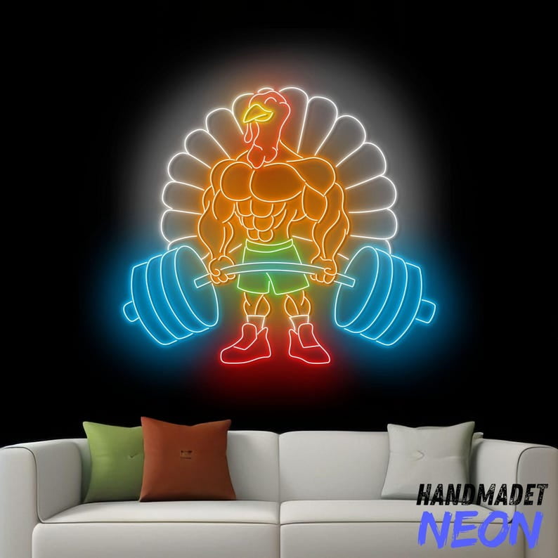 Handmadetneonsign Muscular Turkey Neon Sign, Turkey Led Sign, Autumn ...