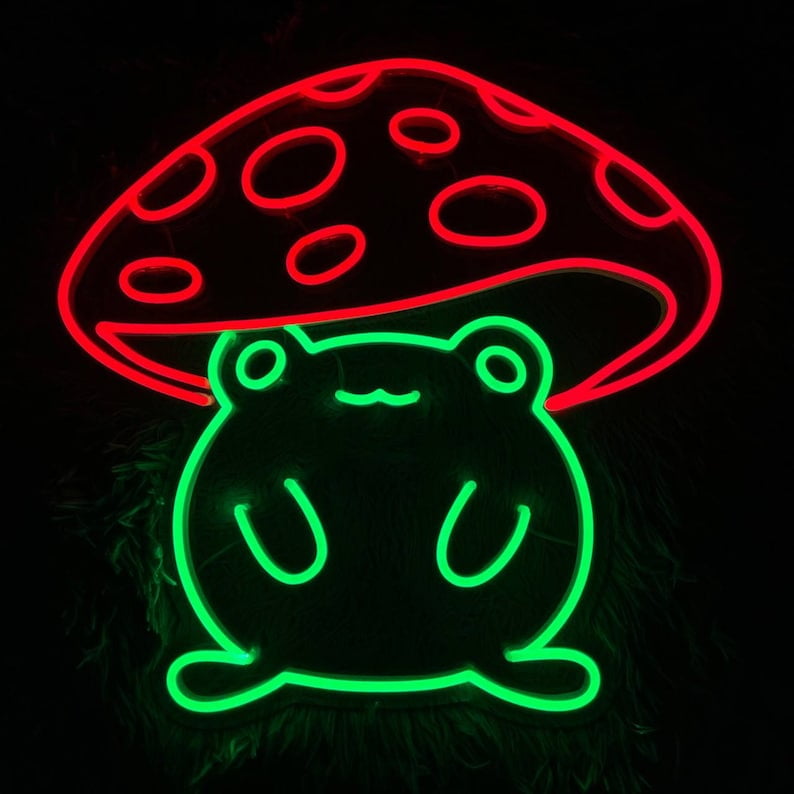 Handmadetneonsign Mushroom Frog Neon Sign, Frog LED Sign, Mushroom Neon ...