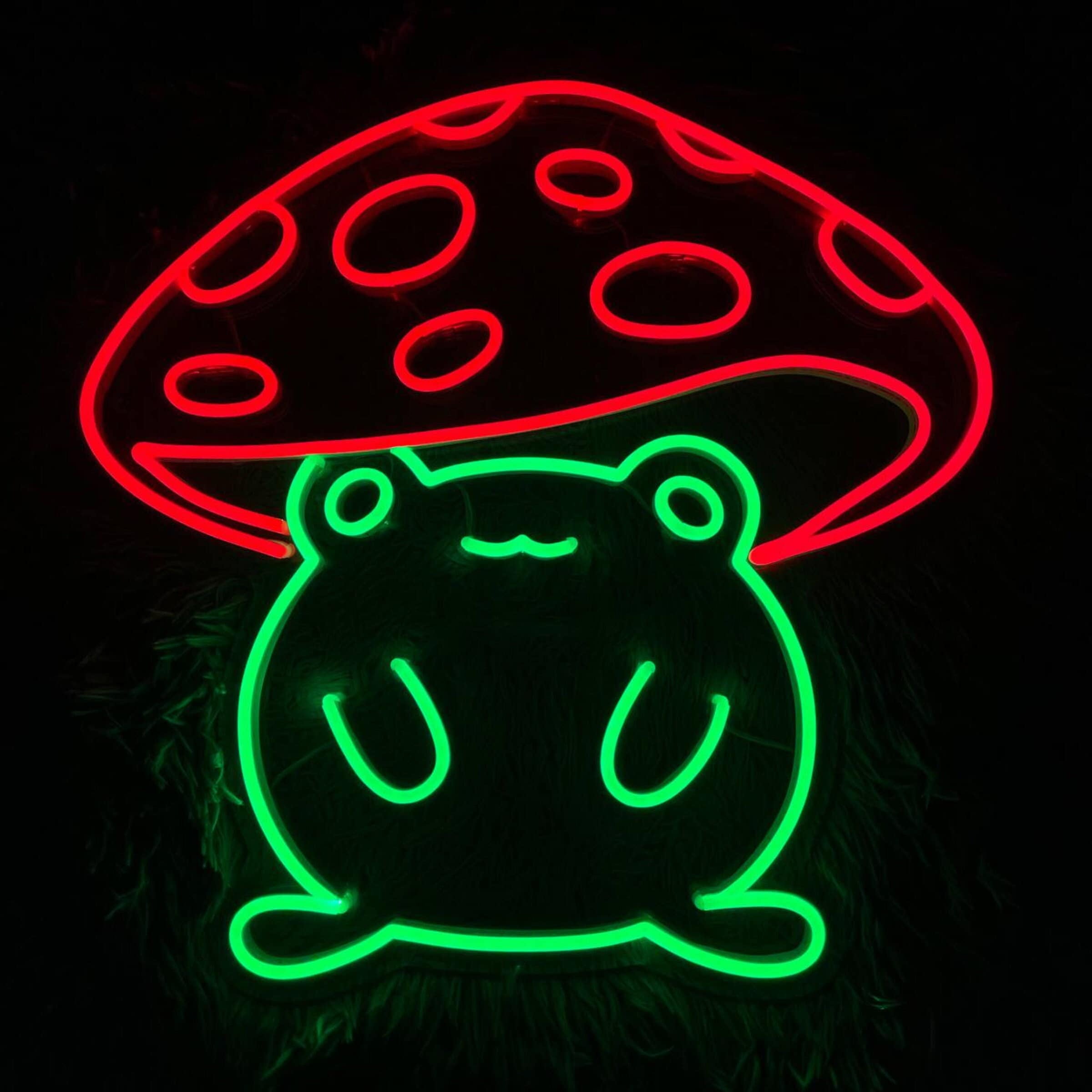 Handmadetneonsign Mushroom Frog Neon Sign, Frog LED Sign, Mushroom Neon ...