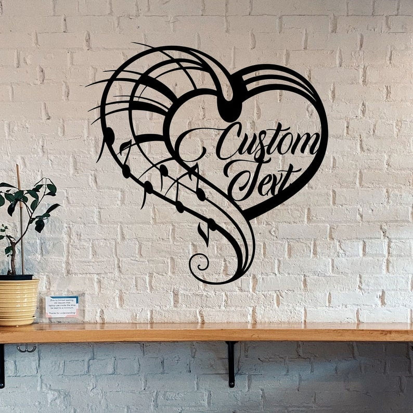 Handmadetneonsign Music Notes Metal Wall Art Light, Music Heart Metal ...