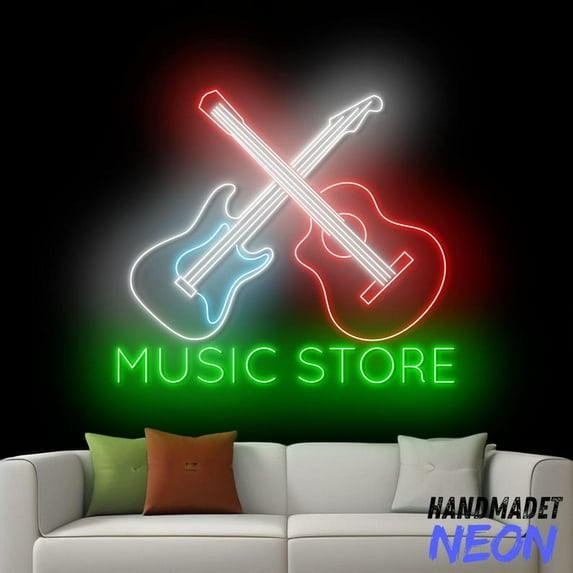 Handmadetneonsign Music Store Neon Sign, Guitar Store Led Sign, Musical ...