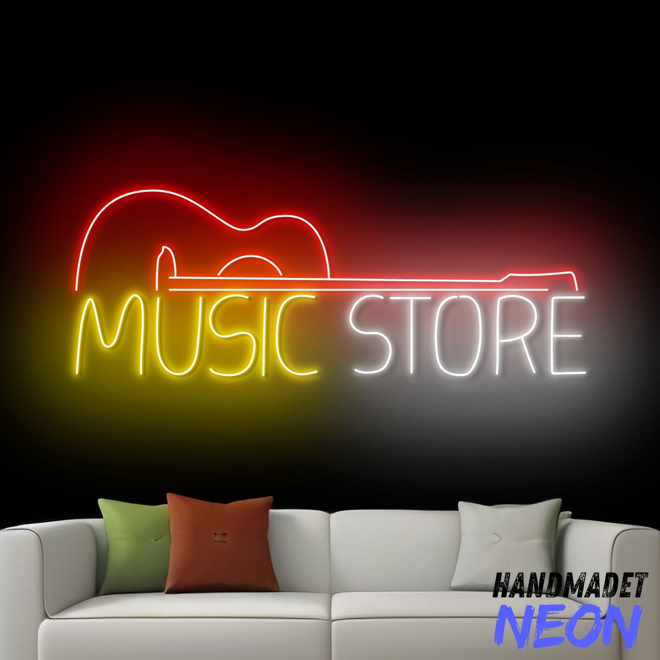 Handmadetneonsign Music Store Neon Sign, Guitar Store Wall Art, Musical ...