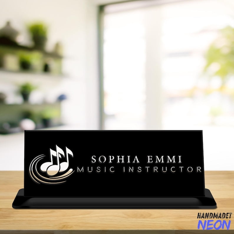 Handmadetneonsign Music Teacher Metal Name Plate, Teacher Engraved Desk ...