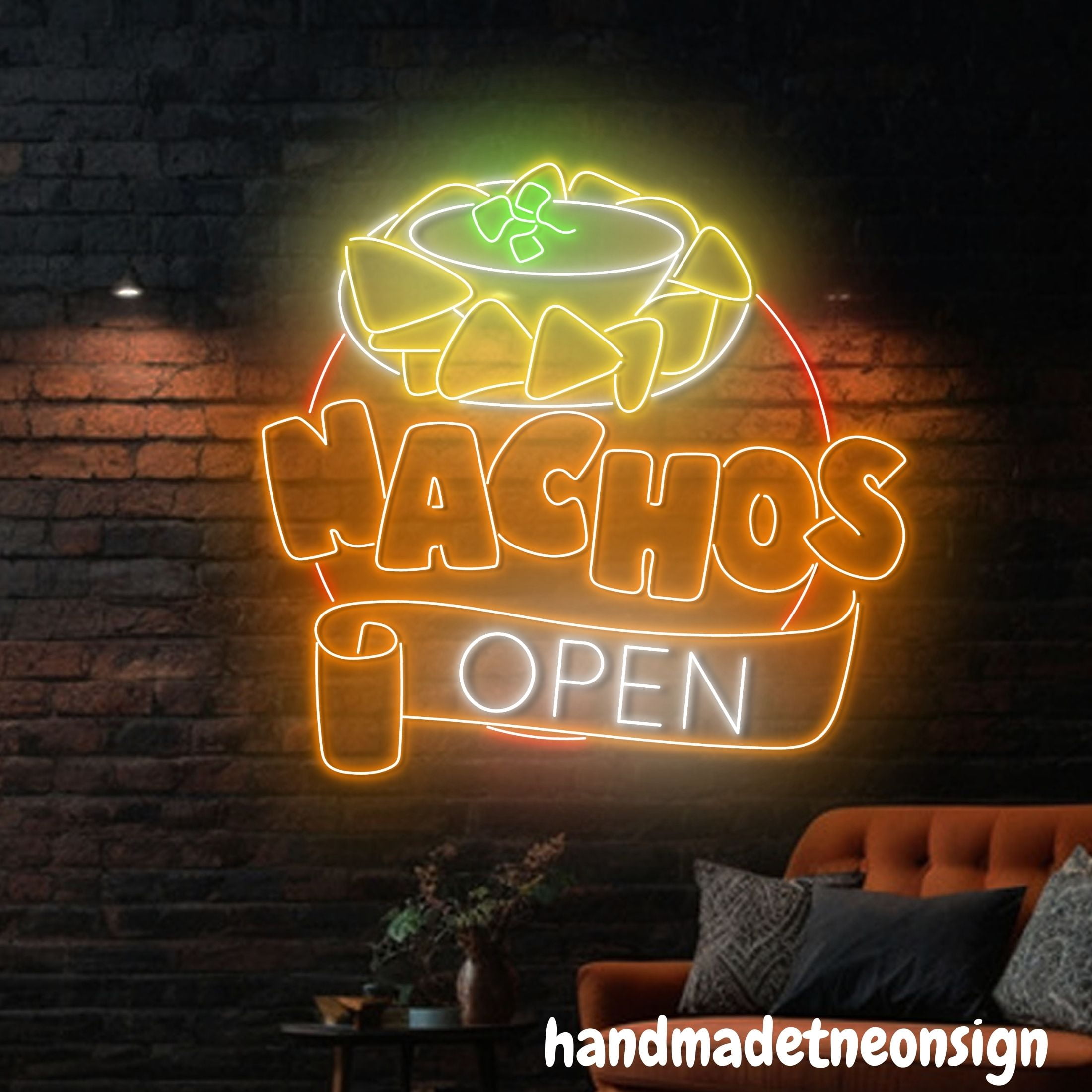 Handmadetneonsign Nachos Open Neon Sign, Nachos Led Sign, Mexico Food ...