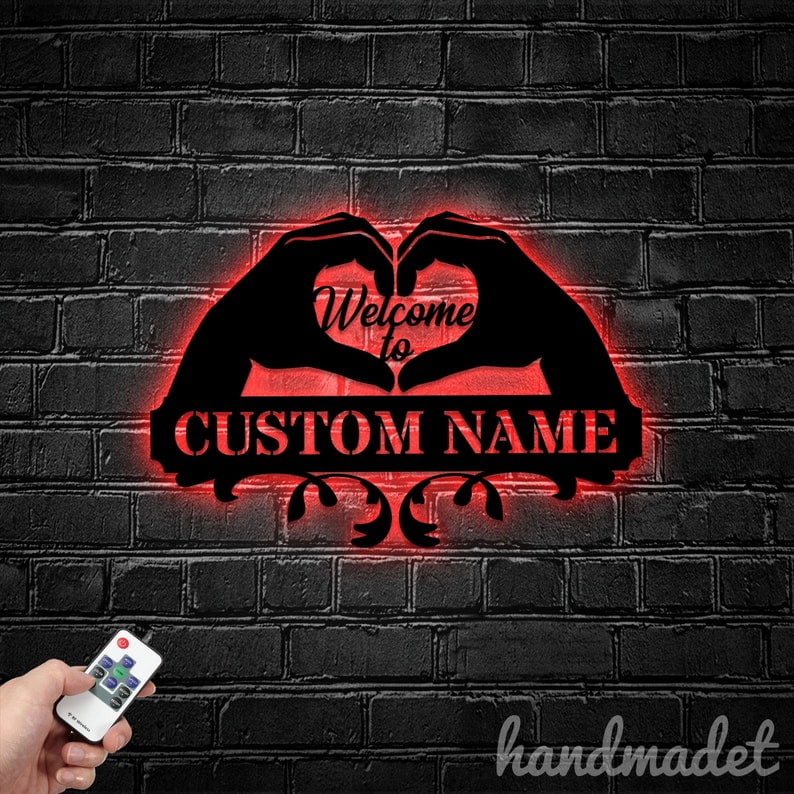 Handmadetneonsign Name Metal Wall Art Light, Text Metal Sign Wall Decor ...