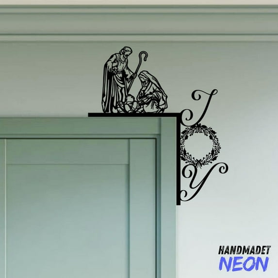 Handmadetneonsign Nativity Scene Door Corner Sign, Holy Family Metal ...