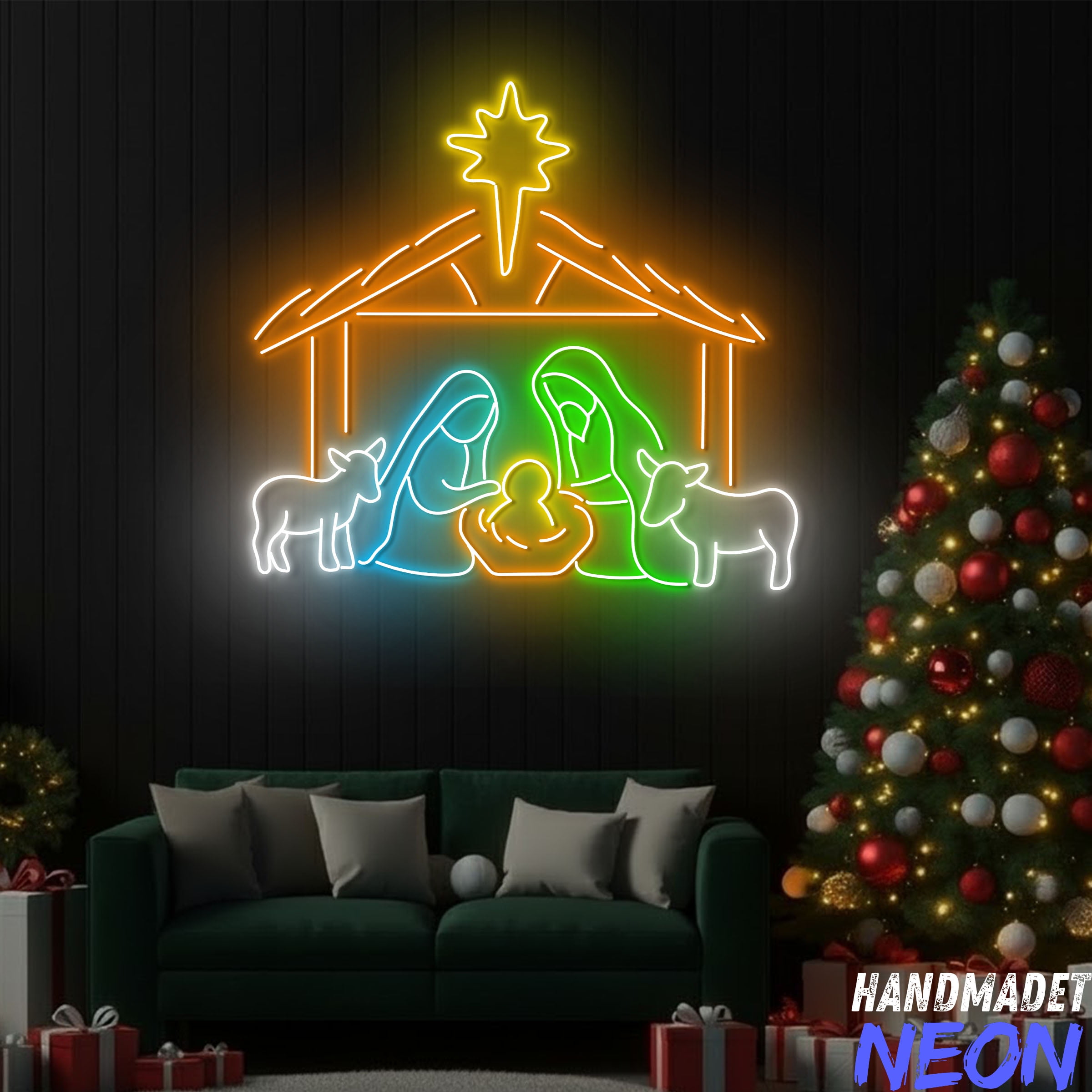 Handmadetneonsign Nativity Scene Neon Sign, Family Neon Sign, Christmas ...