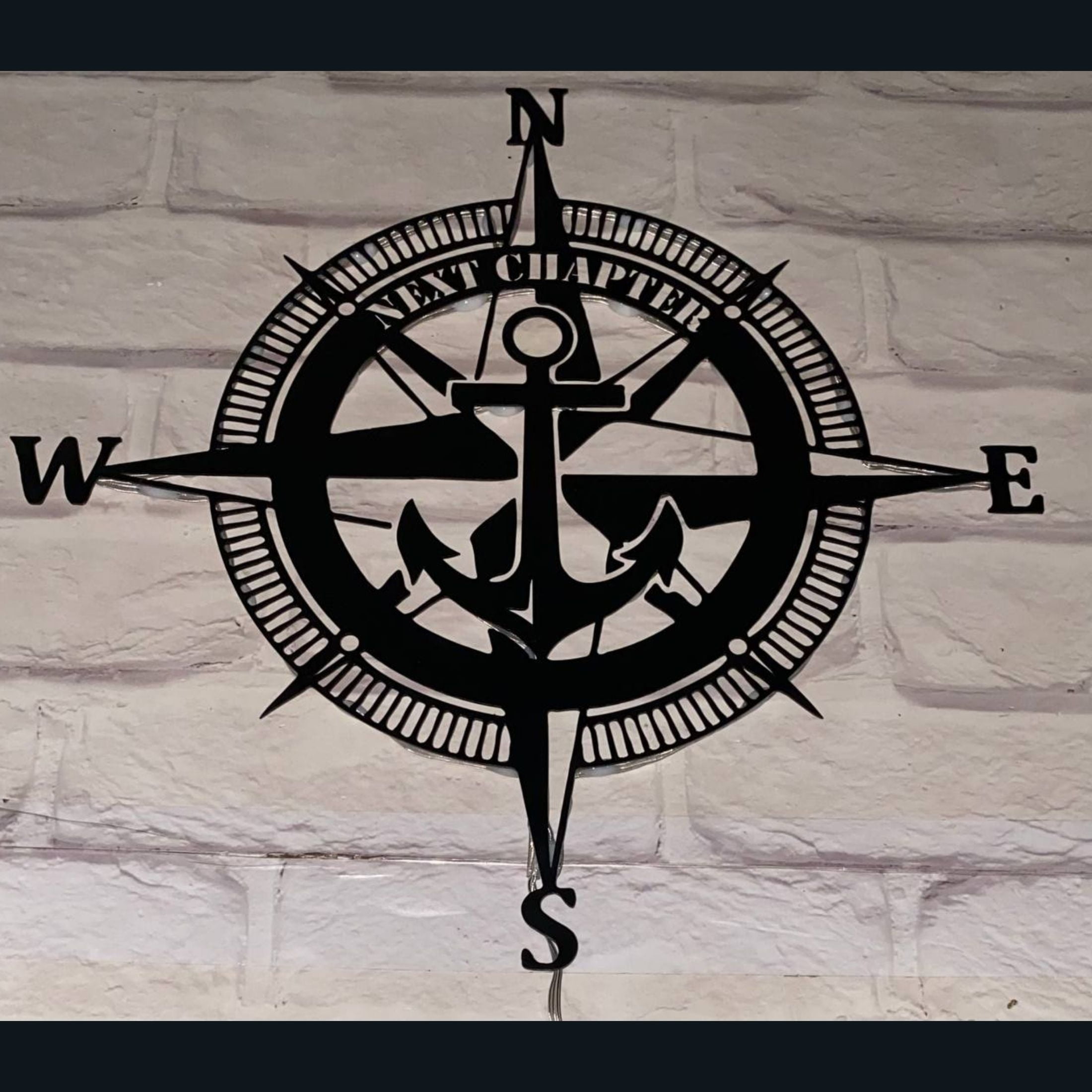 Handmadetneonsign Nautical Compass Metal Wall Art Light, Nautical ...