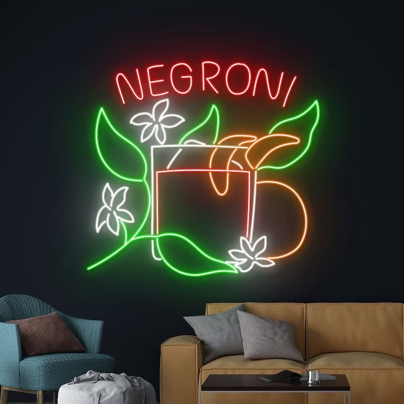 Handmadetneonsign Negroni Led Sign, Negroni Neon Light, Negroni Glass ...